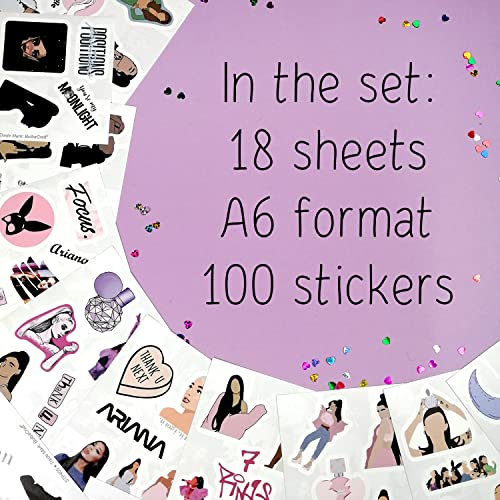 BulbaCraft 100Pcs Ariana Stickers - Pop Singer Stickers, R&B‎ Singer Stickers, Stickers for Teens, Music Stickers for Laptop, Stickers for Teens, Teen Girl Gifts