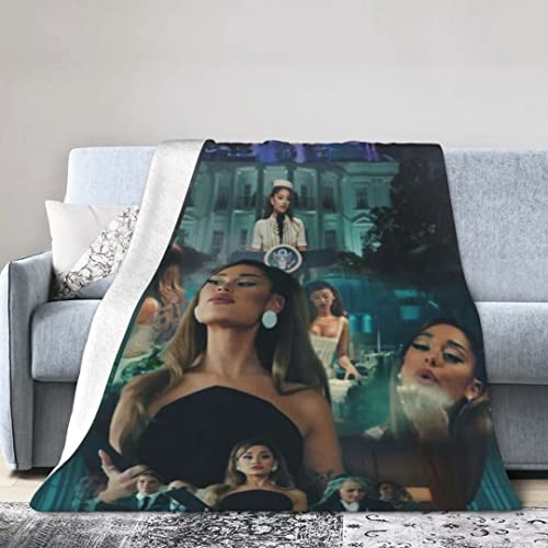 Ariana Grande Collage Blanket Pop Singer Soft Warm Flannel Throw Blankets for Bed Couch Sofa Bedroom Living Room Ariana Grande Merch Fans Gift 50x40 in