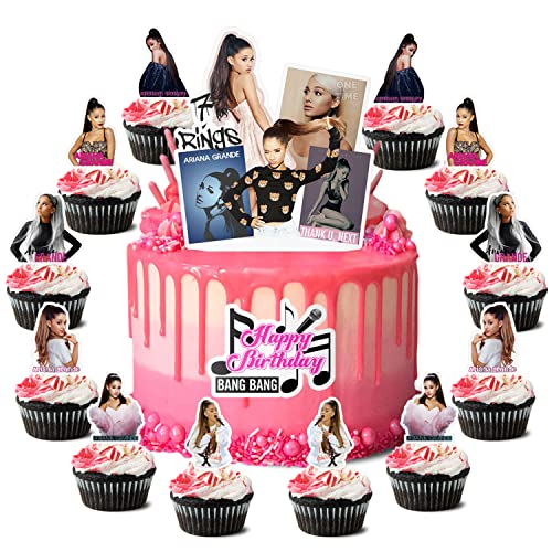 JWSeeMe 26pcs Ariana Cake Topper Cupcake Toppers Birthday Party Supplies Cake Decorations Friend Theme