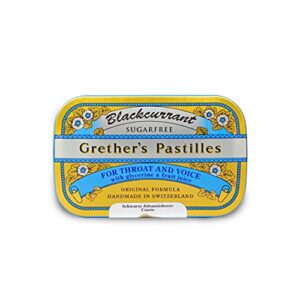 grether’s sugarfree blackcurrant pastilles natural remedy for dry mouth relief – soothing throat & healthy voice – long-lasting fruit flavor, breath fresh with benefits – gluten-free – 1-pack – 3.75 oz.