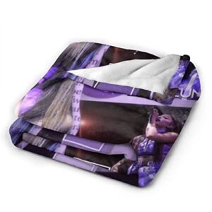 Ariana Grande Blanket Pop Singer 3D Printer Flannel Blanket Soft Warm Flannel Throw Blankets for Bed Couch Sofa Bedroom Living Room All Season Fans Gift 80x60 in -Purple Blanket