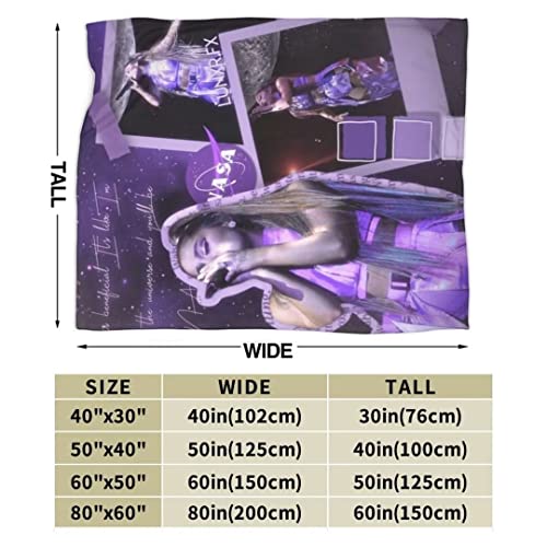 Ariana Grande Blanket Pop Singer 3D Printer Flannel Blanket Soft Warm Flannel Throw Blankets for Bed Couch Sofa Bedroom Living Room All Season Fans Gift 80x60 in -Purple Blanket