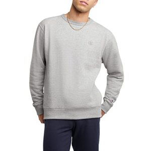 champion crewneck, midweight crew men, comfortable sweatshirts, oxford gray c logo, medium