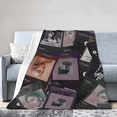 Music Album Cover Blanket Collage Ariana Grande Throw Blanket Ultra-Soft Warm Flannel Blanket for Bed Couch Sofa Bedroom Living Room Pop Singer Fans Gift 50x40 in