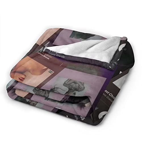 Music Album Cover Blanket Collage Ariana Grande Throw Blanket Ultra-Soft Warm Flannel Blanket for Bed Couch Sofa Bedroom Living Room Pop Singer Fans Gift 50x40 in