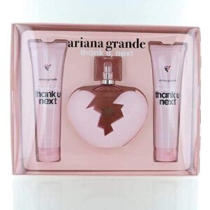 ariana grande thank u next for women 3 pc gift set (edp 3.4 oz + body souffle 3.4 oz + b&s/g 3.4 oz)