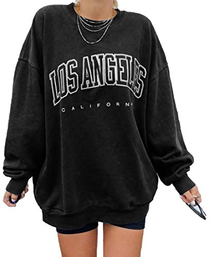 Women's Oversized Sweatshirt Los Angeles California Crewneck Long Sleeve Casual Loose Pullover Tops