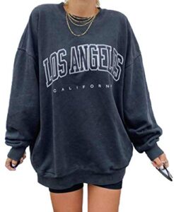 women’s oversized sweatshirts los angeles california hoodies crewneck long sleeve boyfriends pullovers tops