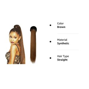 YIBANG 30inch Long Straight Drawstring Ponytail Synthetic High Puff Ponytail Hair Pieces With Comb Clip in Straight Ponytail Clip in Hair Extensions Smooth &Soft(T2/30)