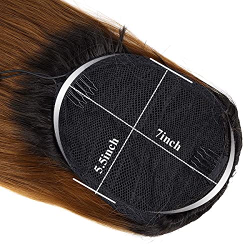 YIBANG 30inch Long Straight Drawstring Ponytail Synthetic High Puff Ponytail Hair Pieces With Comb Clip in Straight Ponytail Clip in Hair Extensions Smooth &Soft(T2/30)