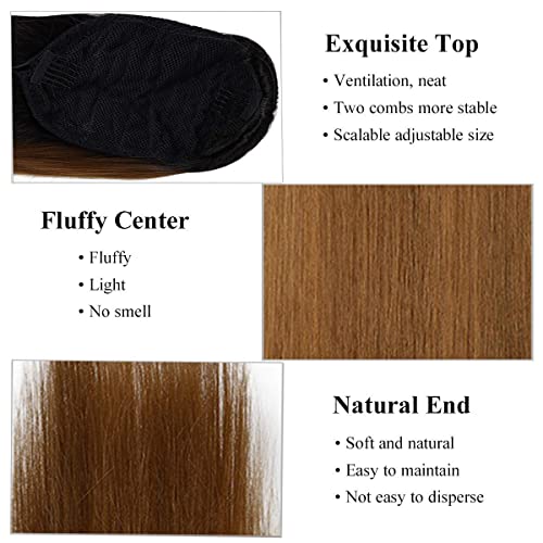 YIBANG 30inch Long Straight Drawstring Ponytail Synthetic High Puff Ponytail Hair Pieces With Comb Clip in Straight Ponytail Clip in Hair Extensions Smooth &Soft(T2/30)