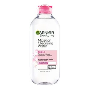 garnier skinactive micellar water for all skin types, facial cleanser & makeup remover, 13.5 fl. oz, 1 count (packaging may vary)