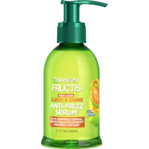 garnier fructis sleek & shine anti-frizz serum, frizzy, dry, unmanageable hair, 5.1 fl. oz (packaging may vary)