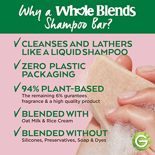 Garnier Haircare Whole Blends Oat Delicacy Softening Shampoo Bar for Fine Hair, Zero Plastic Packaging, Preservative/ Silicone/Soap & Dye Free, with Rice Cream and Responsibly Sourced Milk, 2.0 Oz