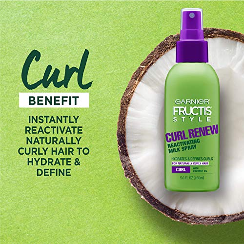 Garnier Fructis Style Curl Renew Reactivating Milk Spray For Curly Hair, 5 Ounce (Packaging May Vary)