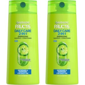 garnier fructis fortifying 2-in-1 shampoo and conditioner for stronger-looking hair with touchable softness, daily hair care for men and women, vegan, paraben-free 22 fl oz, 2 count