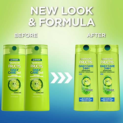 Garnier Fructis Fortifying 2-in-1 Shampoo and Conditioner for Stronger-Looking Hair with Touchable Softness, Daily Hair Care for Men and Women, Vegan, Paraben-Free 22 Fl Oz, 2 Count