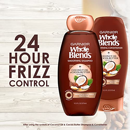 Garnier Whole Blends Sustainably Sourced Coconut Oil and Cocoa Butter Leave in Conditioner Treatment to Smooth and Control Frizzy Hair, 5.1 Fl Oz