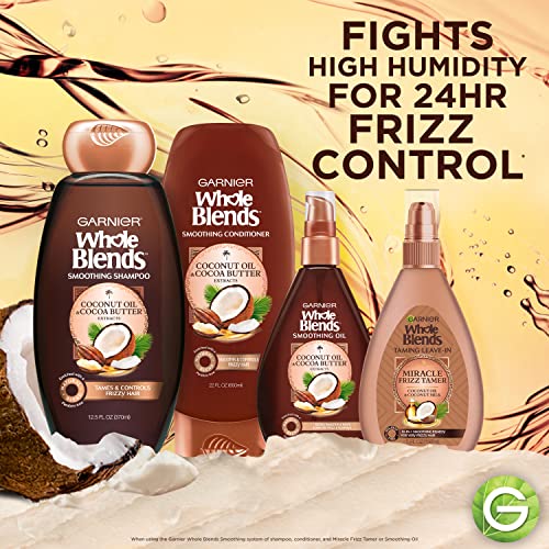 Garnier Whole Blends Sustainably Sourced Coconut Oil and Cocoa Butter Leave in Conditioner Treatment to Smooth and Control Frizzy Hair, 5.1 Fl Oz