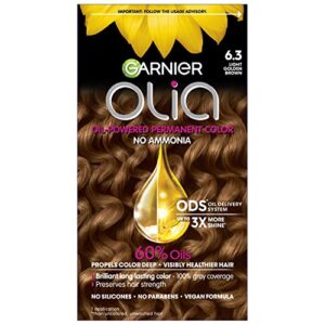 garnier hair color olia ammonia-free brilliant color oil-rich permanent hair dye, 6.3 light golden brown, 1 count (packaging may vary)