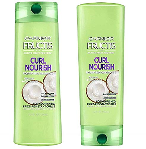 Garnier Fructis Triple Nutrition Curl Nourish Bundle: Shampoo and Conditioner, 13 Fl Oz