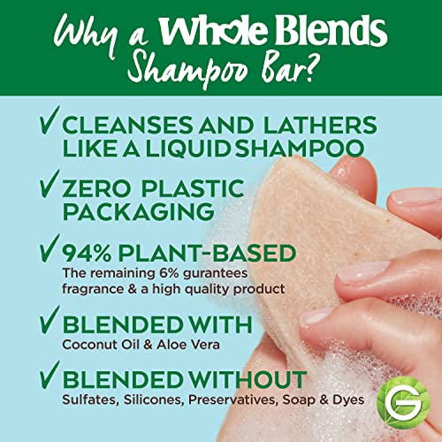 Garnier Haircare Whole Blends Hydrating Shampoo Bar for Normal Hair, Zero Plastic Packaging, Free of Preservatives, Sulfates, Silicones, Soap & Dye, with Coconut Oil & Aloe Vera, 2 Oz