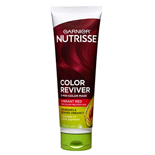 Garnier Nutrisse 5 Minute Nourishing Color Hair Mask with Triple Oils Delivers Day 1 Color Results, for Color Treated Hair, Vibrant Red, 4.2 Fl Oz