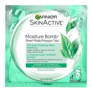 garnier skinactive moisture bomb the super hydrating sheet mask, mattifying, 1 count (pack of 1)