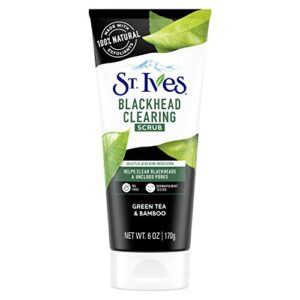 st. ives blackhead clearing face scrub clears blackheads & unclogs pores green tea & bamboo with oil-free salicylic acid acne medication, made with 100% natural exfoliants 6 oz