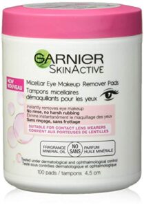 garnier micellar eye makeup remover pads facial treatment pads, 100 count