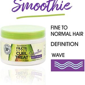 Garnier Hair Care Fructis Curl Nourish Shampoo, Conditioner, & Natural Styling Curl Treat Smoothie, Nourish for Frizz Resistant Curls, Frizz Free up to 24 Hours, Paraben Free,1 Kit