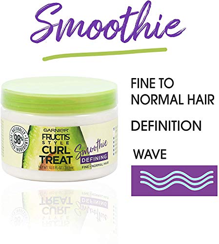 Garnier Hair Care Fructis Curl Nourish Shampoo, Conditioner, & Natural Styling Curl Treat Smoothie, Nourish for Frizz Resistant Curls, Frizz Free up to 24 Hours, Paraben Free,1 Kit