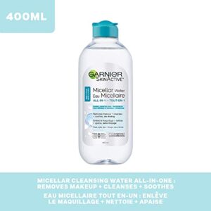 Garnier SkinActive Micellar Water For Waterproof Makeup, Facial Cleanser & Makeup Remover, 13.5 fl. oz, 1 count (Packaging May Vary)