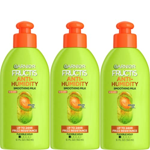 Garnier Fructis Style Anti-Humidity Smoothing Milk for Frizzy Hair, 5.2 Ounce Bottle, 3 Count