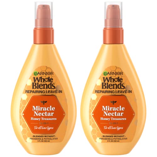 Garnier Haircare Whole Blends Honey Treasures Miracle Nectar Repairing 10-in-1 Leave-in Treatment, 2 Count (Packaging May Vary)