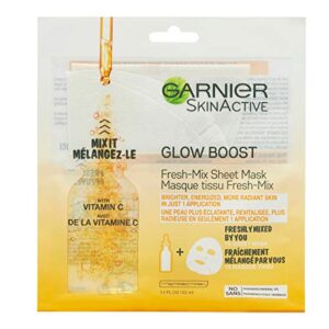 garnier skinactive glow boost fresh-mix sheet mask with vitamin c, for all skin types, 1 count