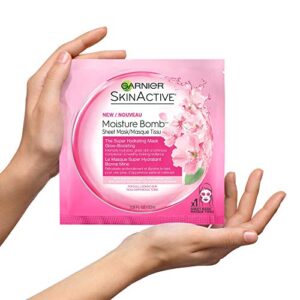 Garnier Moisture Bomb Glow-Boosting Super Hydrating Mask with Sakura Extract, 32 mL