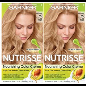 garnier hair color nutrisse nourishing creme, 90 light natural blonde (macadamia) permanent hair dye, 2 count (packaging may vary)