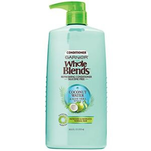 garnier whole blends refreshing coconut water and aloe vera extracts weightlessly hydrating conditioner for normal hair, paraben free, 26.6 fl. oz.