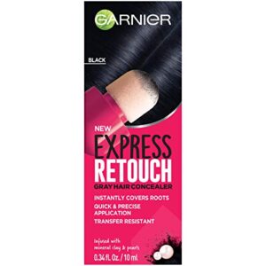 garnier hair color express retouch gray hair concealer, instant gray coverage, black, 1 count