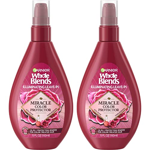 Garnier Whole Blends Sulfate Free Remedy 10-in-1 Leave-In with Red Rose Extract and Vinegar, Enhances Shine and Preserves Color-Treated Hair, For Up to 8 Weeks of Vibrant Color, 10. fl oz, 2 Count