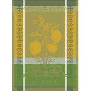 garnier-thiebaut 100% two-ply twisted cotton citron kitchen towel, 22 by 30-inch, zeste, made in france,24883