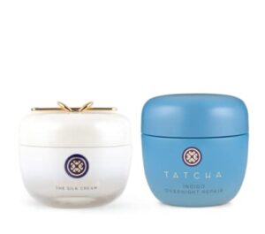 tatcha firming nourishment am + pm duo: the silk cream + indigo overnight repair