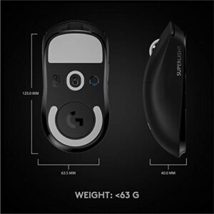 Logitech G PRO X SUPERLIGHT Wireless Gaming Mouse, Ultra-Lightweight, HERO 25K Sensor, 25,600 DPI, 5 Programmable Buttons, Long Battery Life, Compatible with PC / Mac - Black