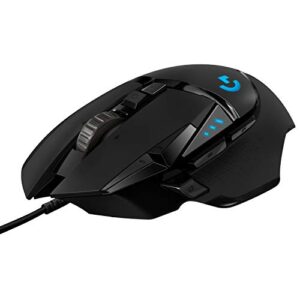 logitech g502 hero high performance wired gaming mouse, hero 25k sensor, 25,600 dpi, rgb, adjustable weights, 11 programmable buttons, on-board memory, pc / mac, black