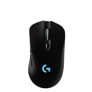 logitech g703 lightspeed wireless gaming mouse w/hero 25k sensor, powerplay compatible, lightsync rgb, lightweight 95g+10g optional, 100-25, 600 dpi, rubber side grips – black