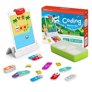 osmo – coding starter kit for ipad-3 educational learning games-ages 5-10+ -learn to code,coding basics & coding puzzles-stem toy gifts – logic,coding fundamentals,boy & girl(osmo ipad base included)