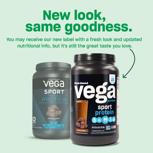 Vega Sport Premium Vegan Protein Powder Vanilla (20 Servings) 30g Protein, 5g BCAAs, Low Carb, Keto, Dairy/Gluten Free, Non GMO, Pea Protein for Women & Men, 1.8 lbs (Packaging May Vary)