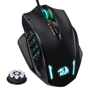 Redragon M908 Impact RGB LED MMO Mouse with Side Buttons Optical Wired Gaming Mouse with 12,400DPI, High Precision, 20 Programmable Mouse Buttons