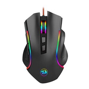 redragon m602 rgb wired gaming mouse rgb spectrum backlit ergonomic mouse griffin programmable with 7 backlight modes up to 7200 dpi for windows pc gamers (black)